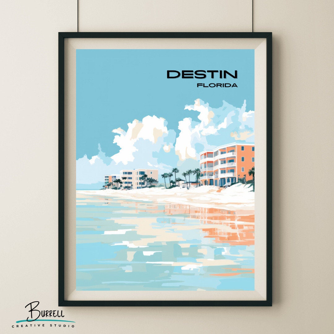 Destin Crystal Sands Beach Wall Art Poster Print Destin Florida Travel ...