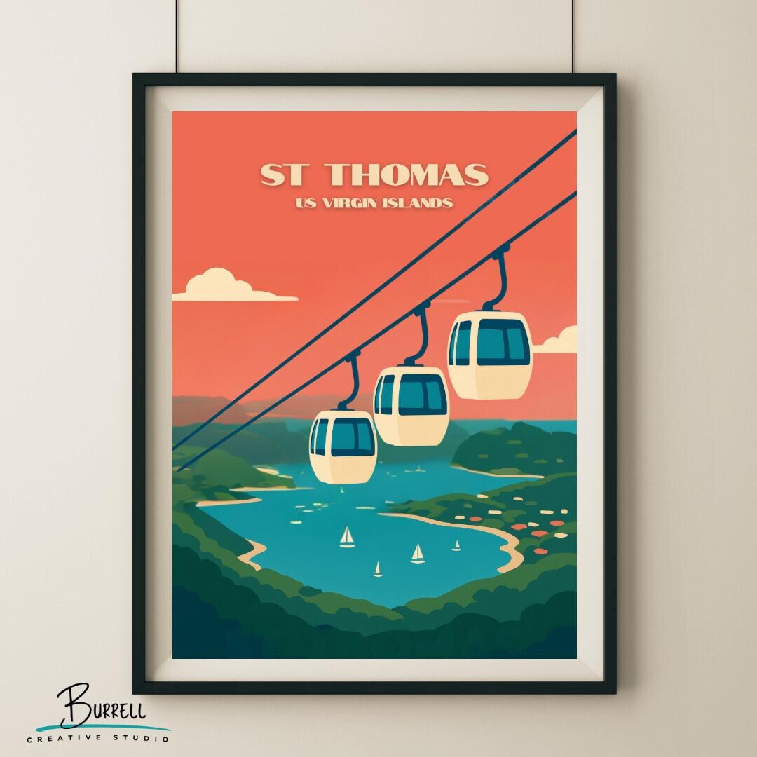 St Thomas US Virgin Islands Paradise Point Sunset Travel Poster & Wall ...
