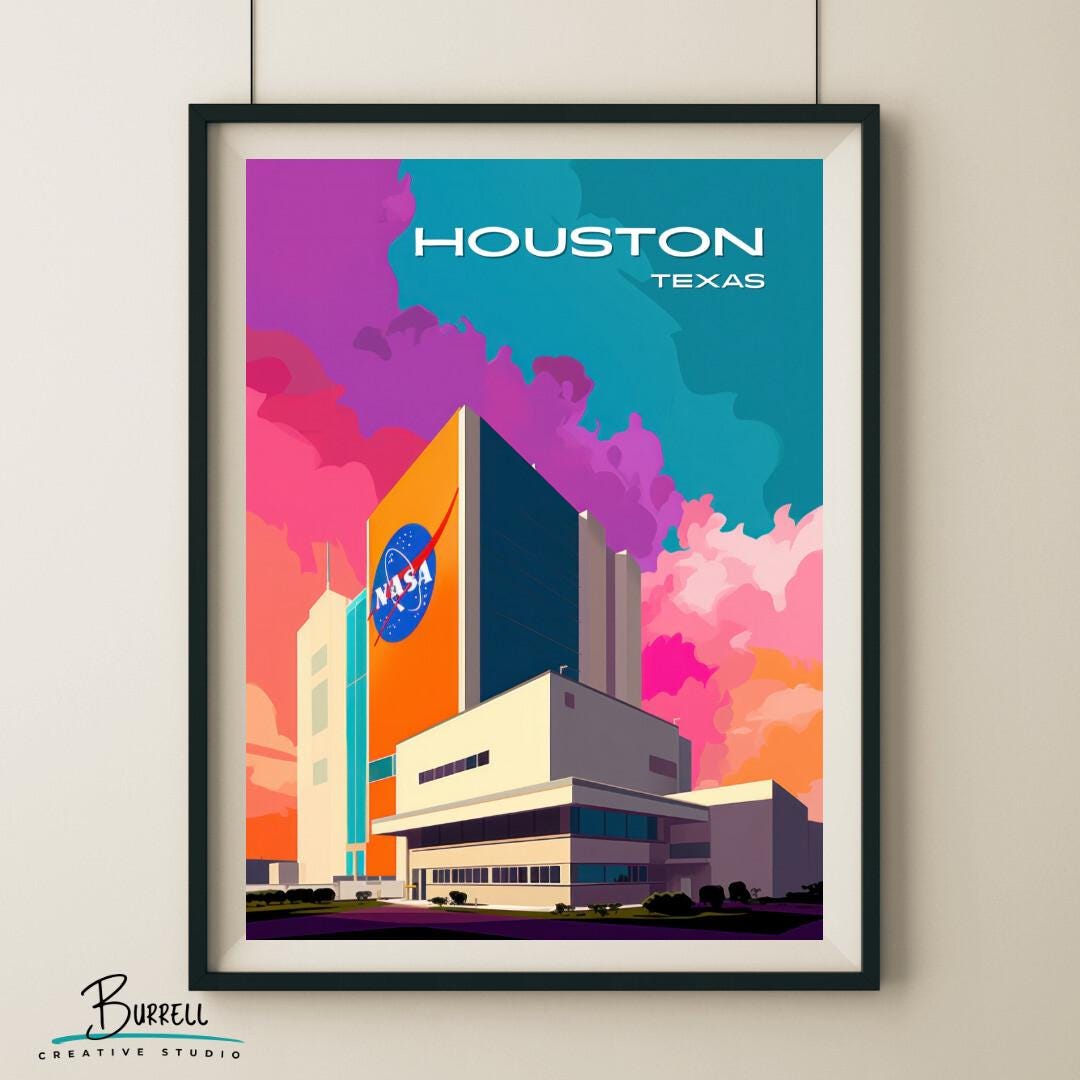 Houston Texas Nasa - Johnson Space Center Travel Poster & Wall Art ...