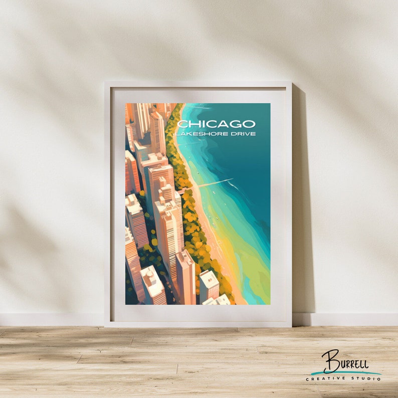 Chicago Lakeshore Drive Aerial View Wall Art Poster Print Chicago ...