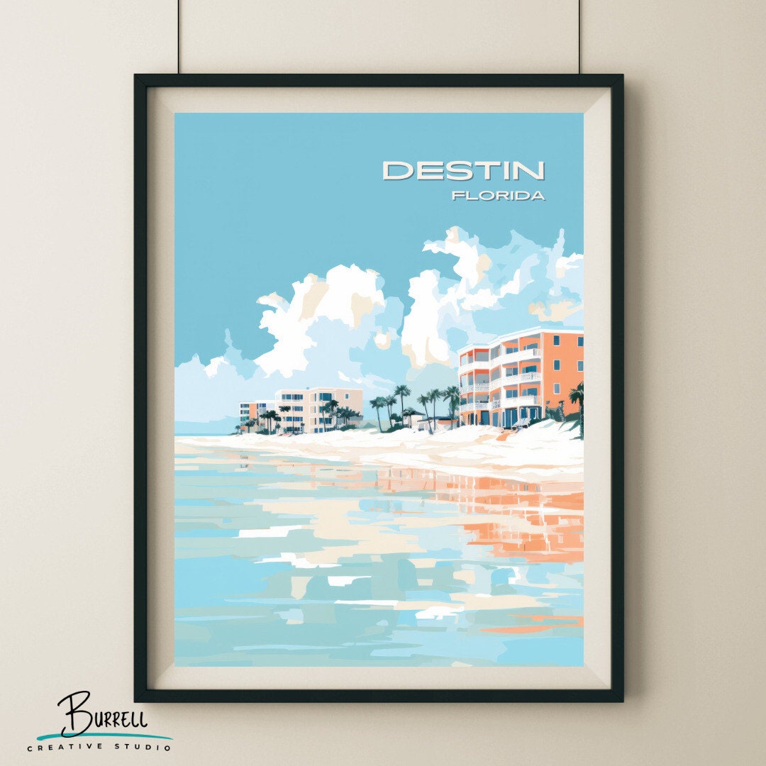 Destin Crystal Sands Beach Wall Art Poster Print Destin Florida Travel ...