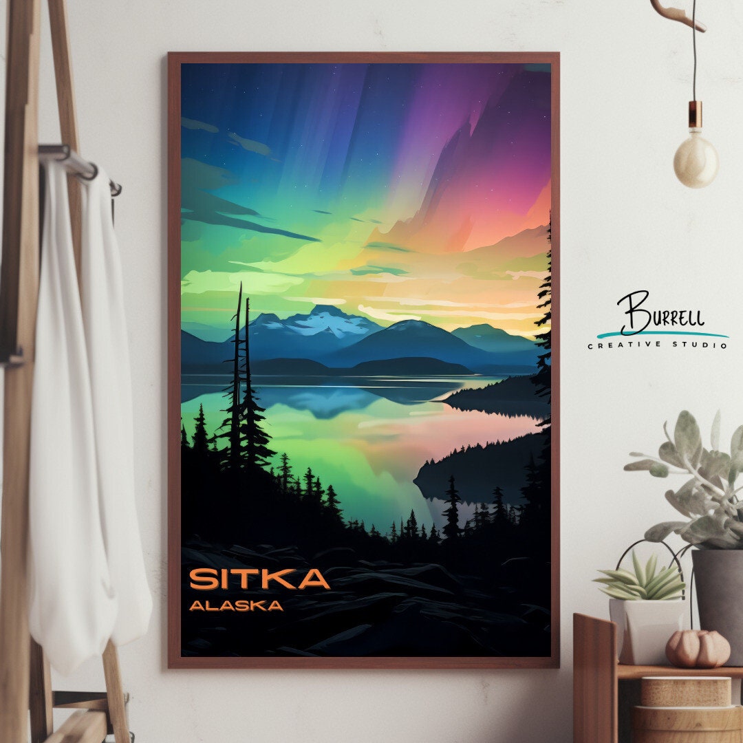 Sitka Northern Lights Wall Art Poster Print Sitka Alaska Travel Poster ...