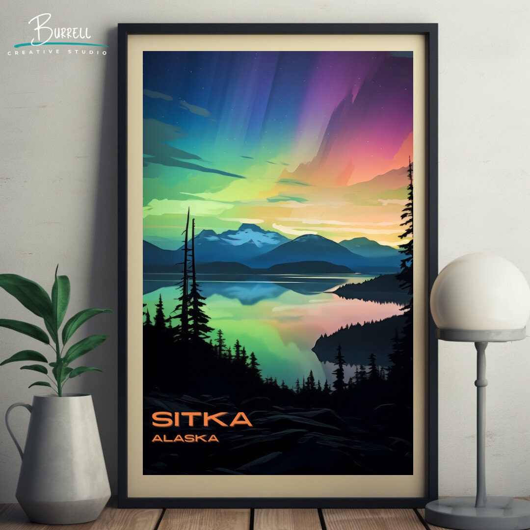 Sitka Northern Lights Wall Art Poster Print Sitka Alaska Travel Poster ...
