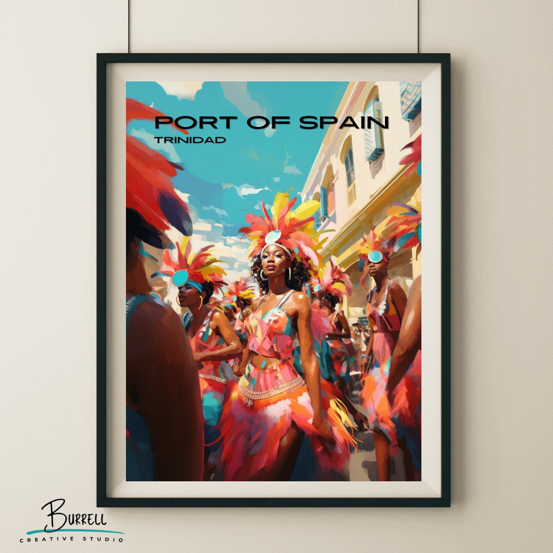 Port of Spain Trinidad Carnival Travel Poster & Wall Art Poster Print ...