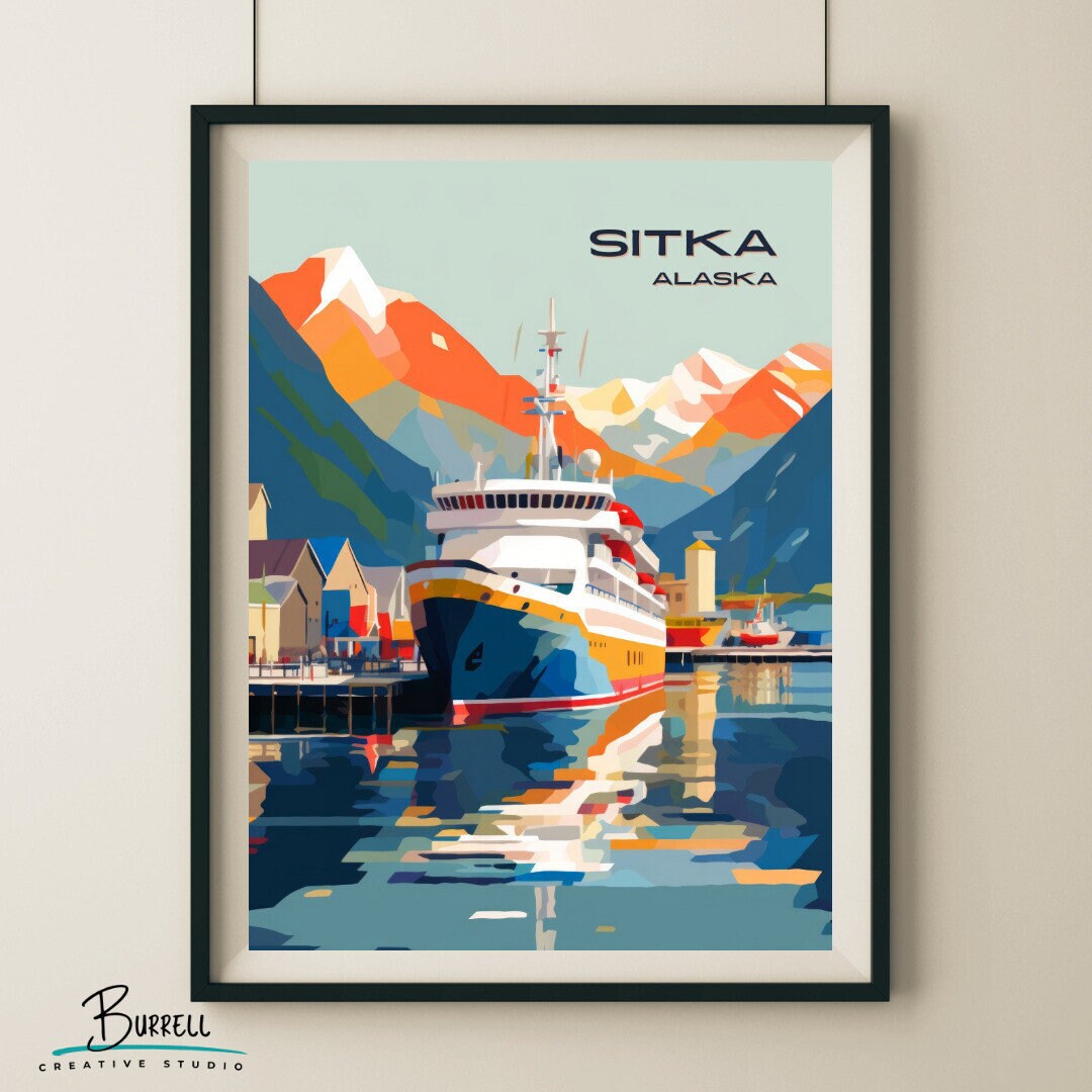 Sitka Alaska Coastal View Travel Poster & Wall Art Poster Print - Etsy