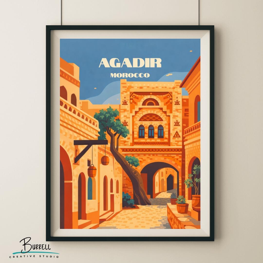 Agadir Morocco Architecture Travel Poster & Wall Art Poster Print - Etsy