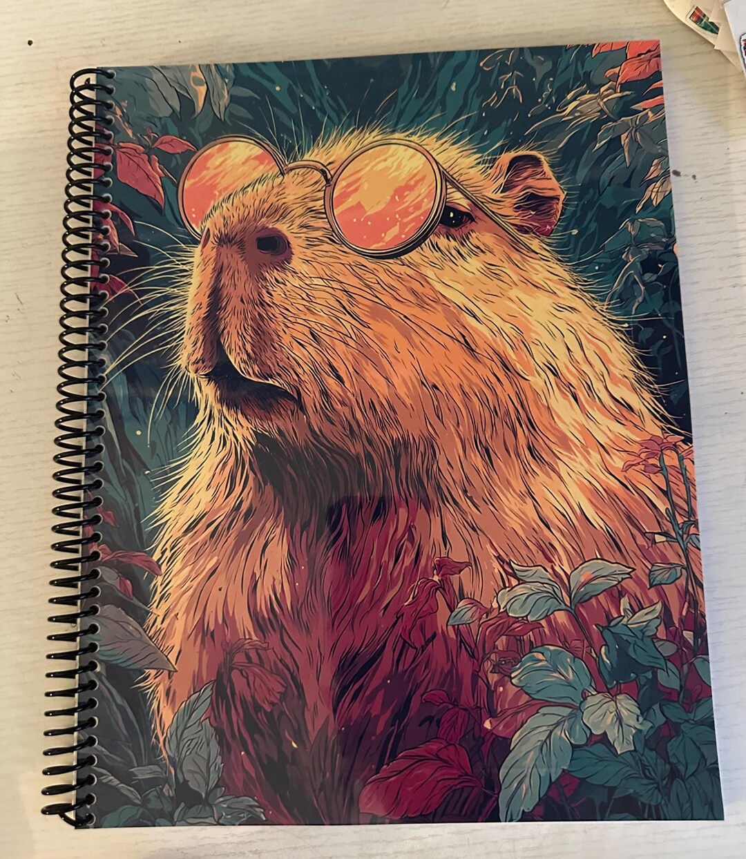 Retro Relaxing Capybara Lined Notebook – Soft Cover, Spiral-bound, 60 ...