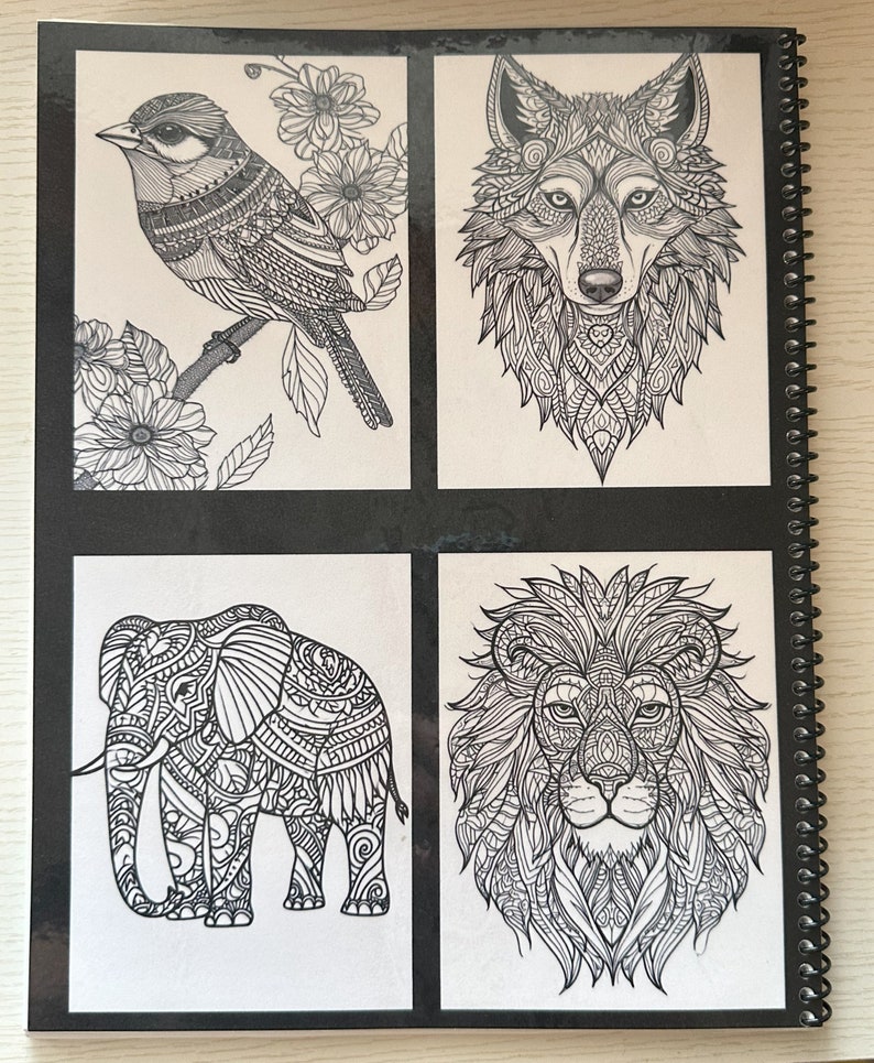 Animal Mandala Adult Coloring Book Nature-inspired Designs, 50 Pages, 8 ...