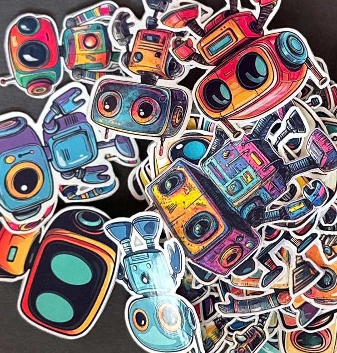 Cute Robot Sticker Pack | 45 Robot-themed Stickers | Tech Decals ...