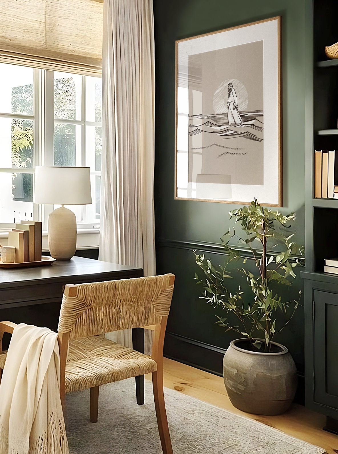 Jesus Walks on Water: Minimalist Modern Christian Wall Art, Bible Story ...