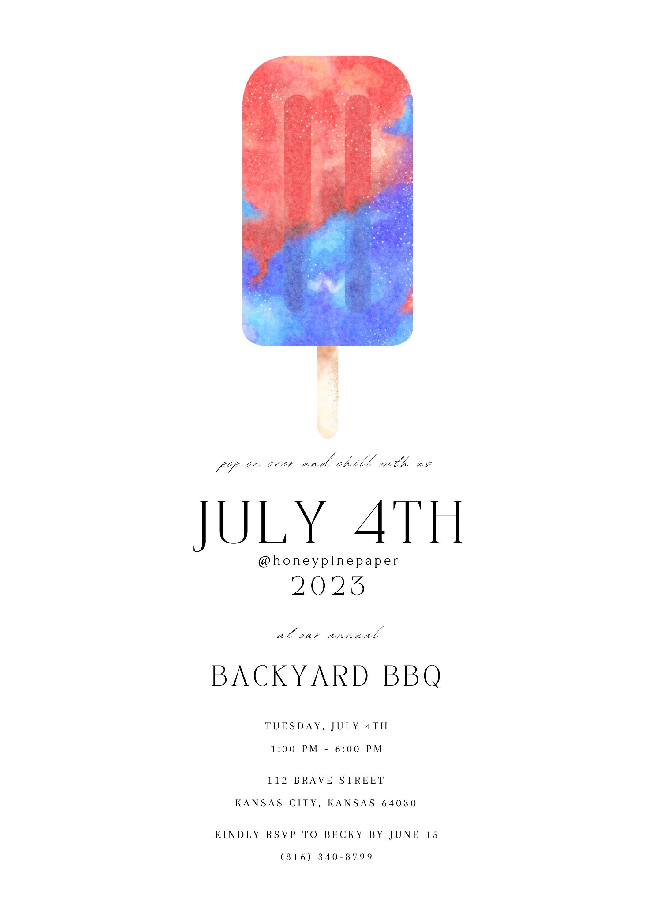 Popsicle July 4th Invitation - Etsy
