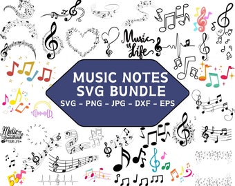 MUSIC NOTES SVG, Music Notes Bundle Svg, Music Notes Clipart , Music ...