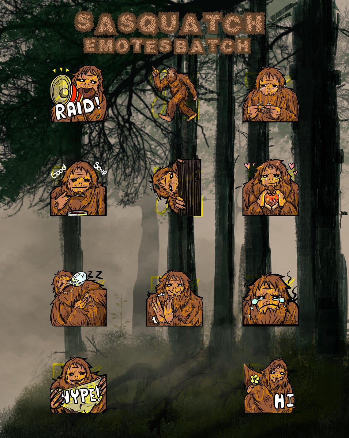 SASQUATCH BIGFOOT CRYPID Emotes and Stickers for Youtube Twitch Discord ...