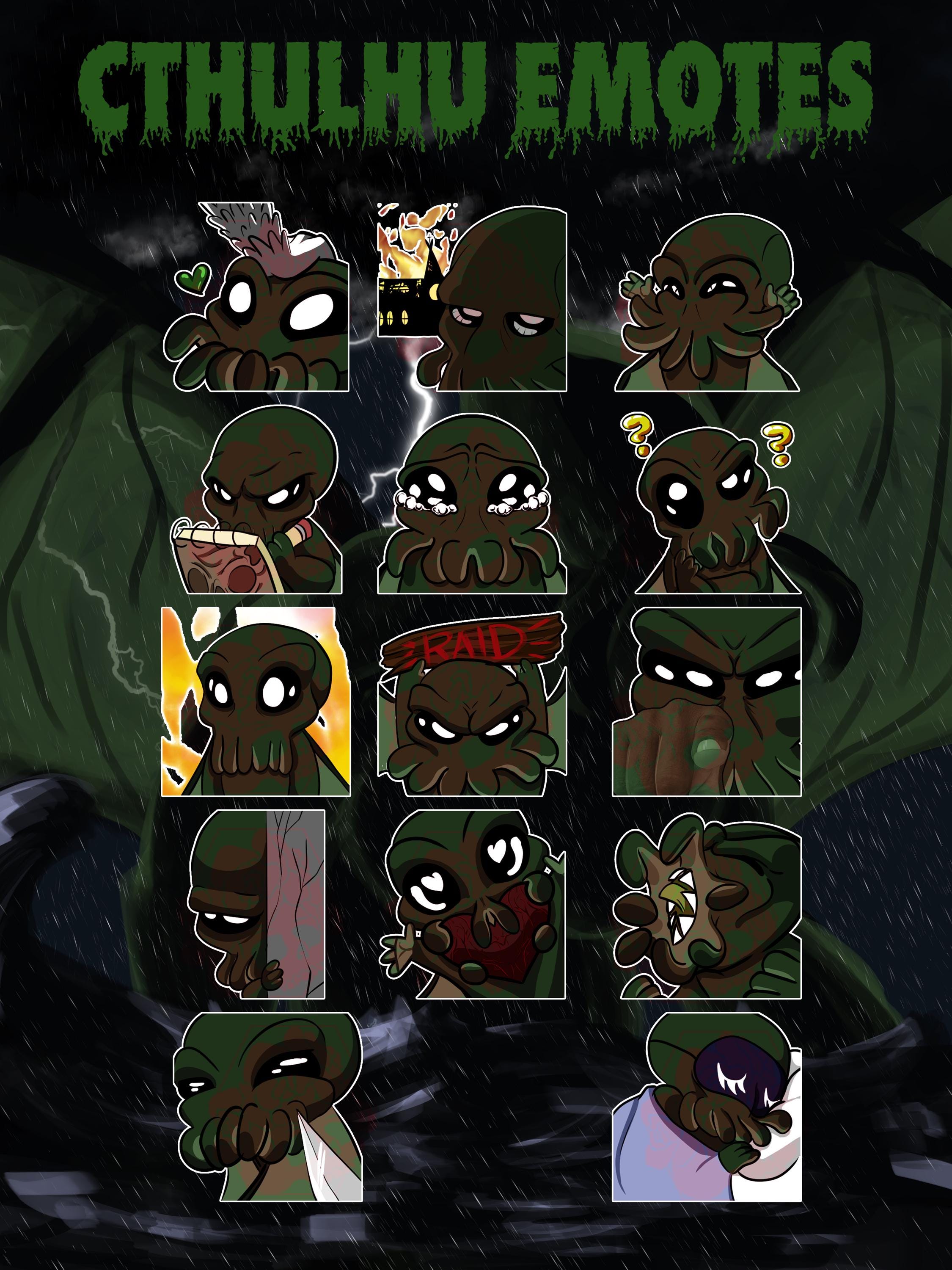 CTHULHU LOVECRAFT EMOTES Monster Squids Sea Creature for Youtube Twitch ...