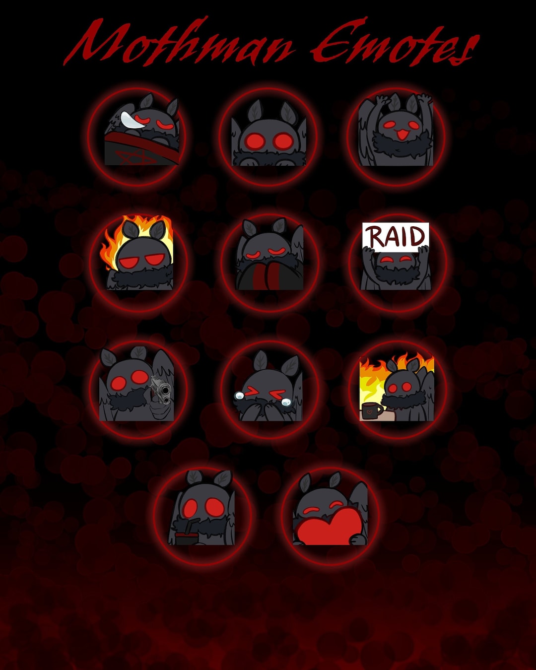 Mothman Spooky Cryptid Goth and Alt Streamer and Discord Emotes - Etsy