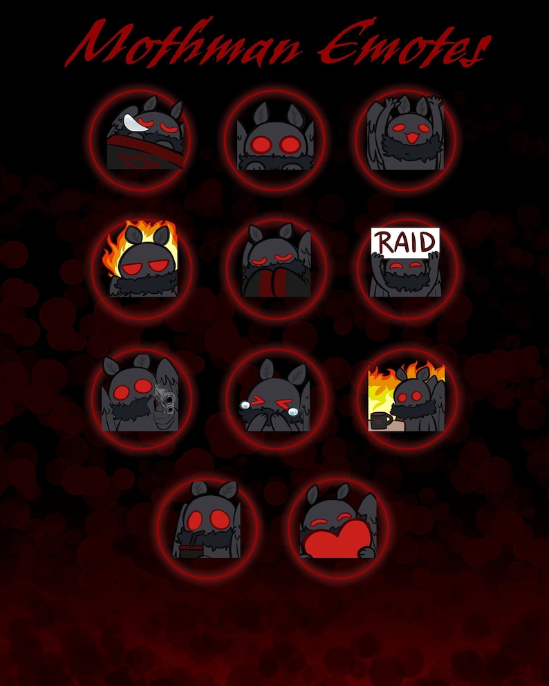 Mothman Spooky Cryptid Goth and Alt Streamer and Discord Emotes - Etsy