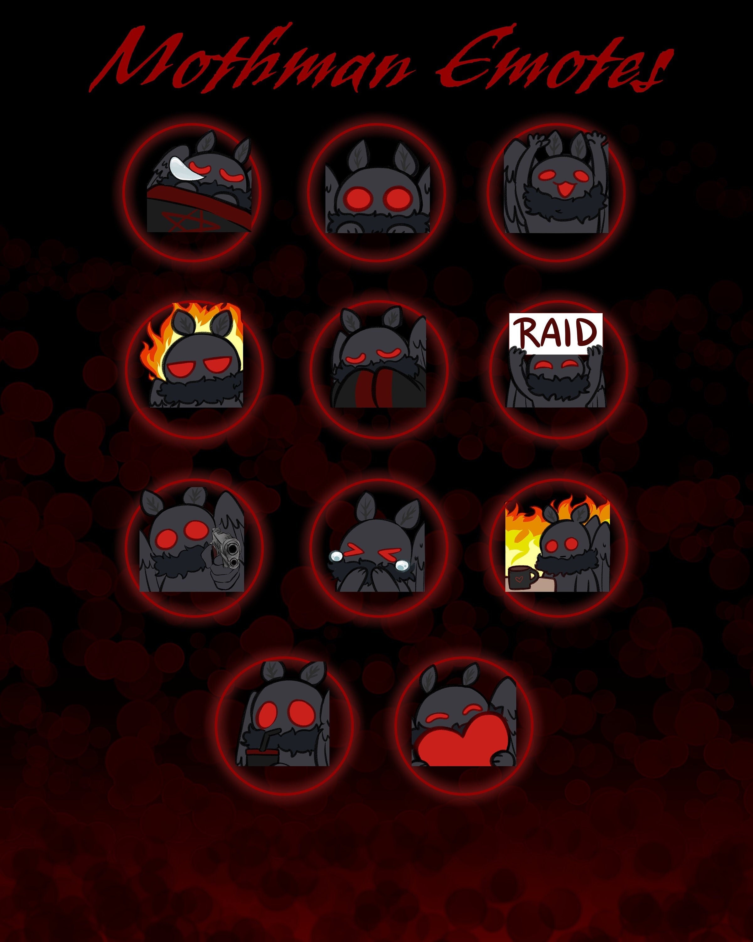 Mothman Spooky Cryptid Goth and Alt Streamer and Discord Emotes - Etsy