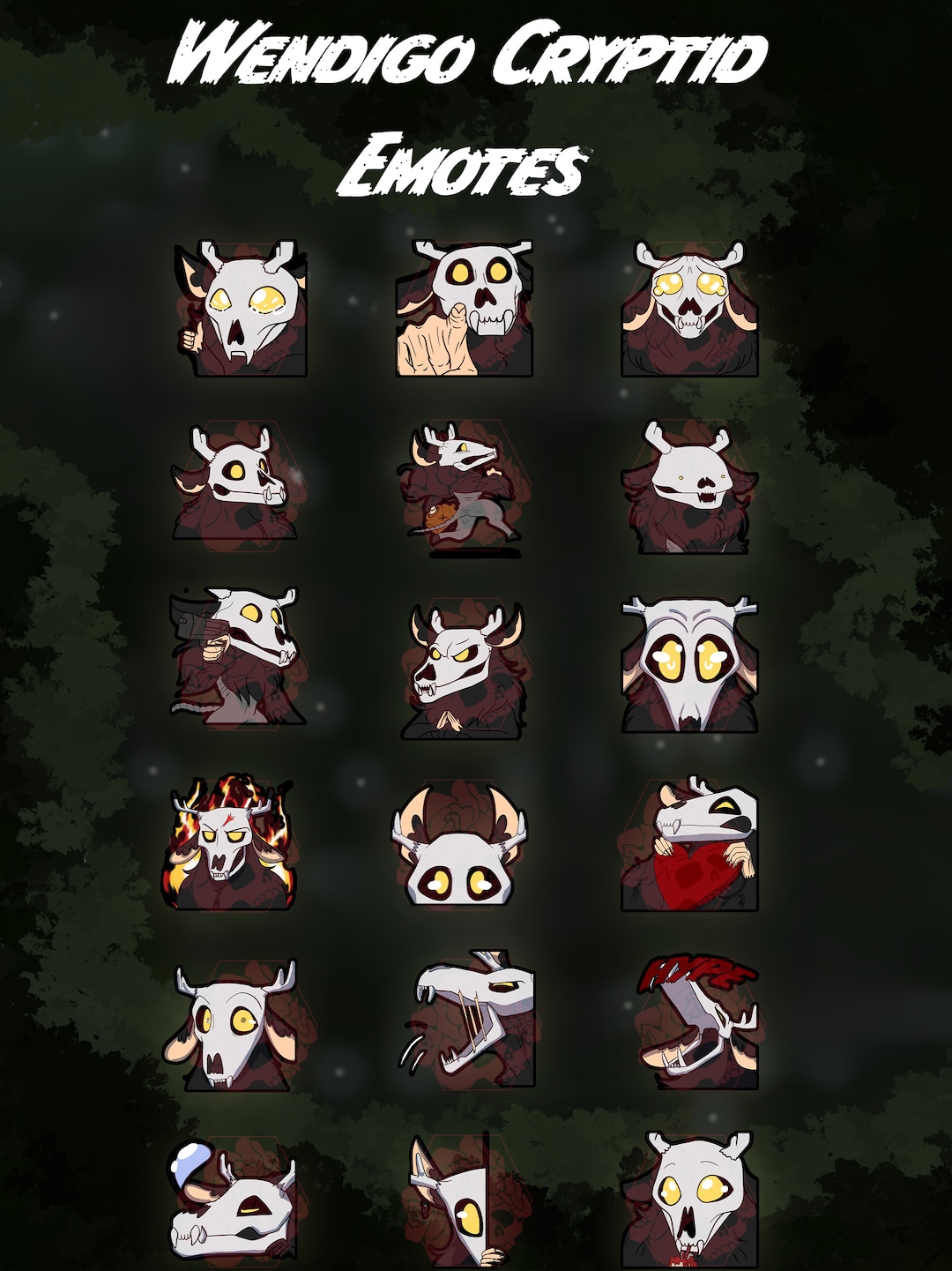 Wendigo Cryptid Cute Goth Creepy Horror Creepy Pasta Folk Tales Emotes ...