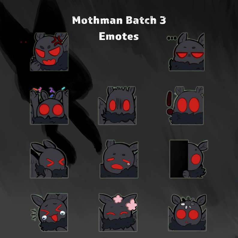 MOTHMAN EMOTES Batch 3 Youtube Twitch Discord Cryptid Emotes and ...