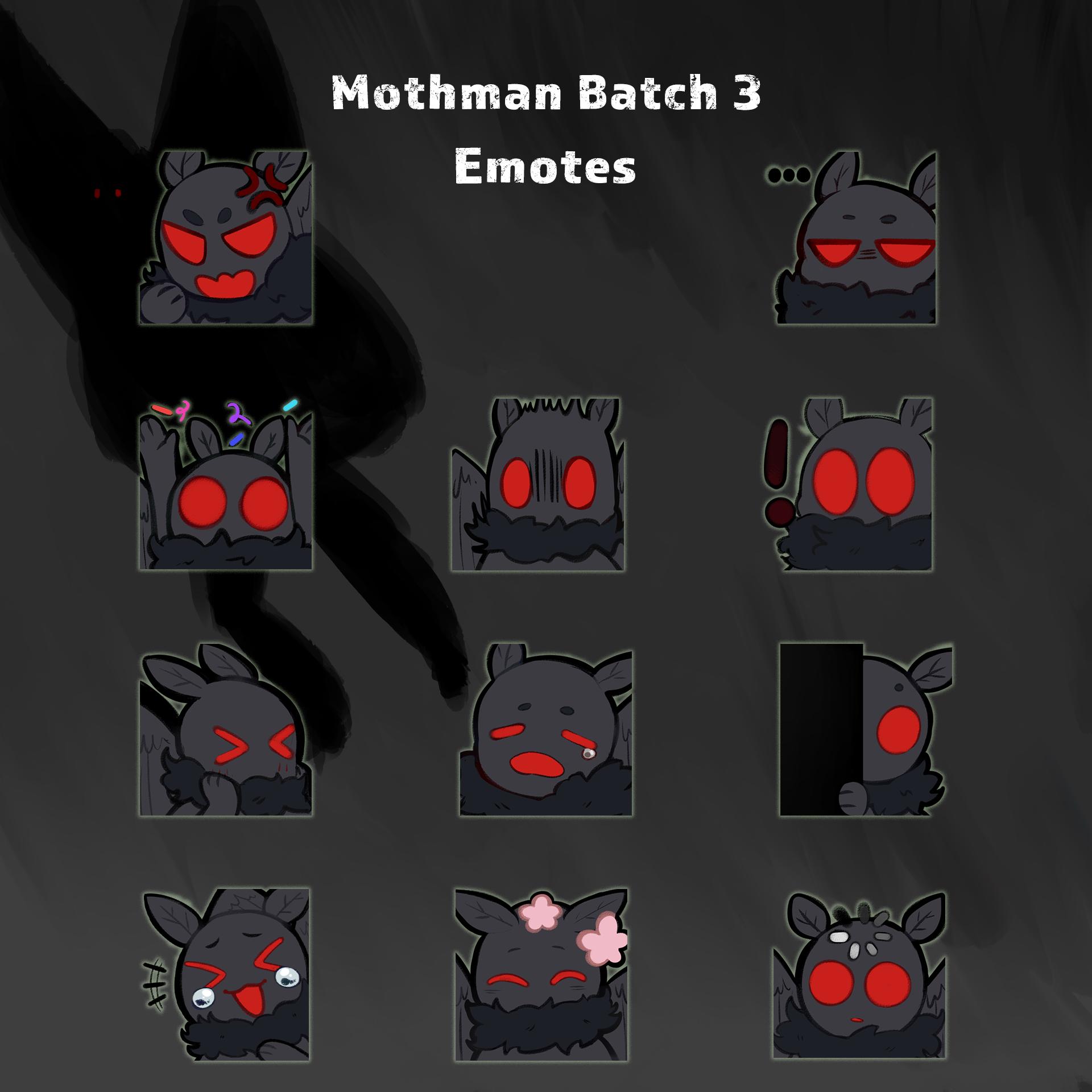 MOTHMAN EMOTES Batch 3 Youtube Twitch Discord Cryptid Emotes and ...