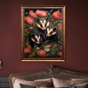 Baby Skunk | Botanical Gothic Art, Floral Moody Painting, Dark ...