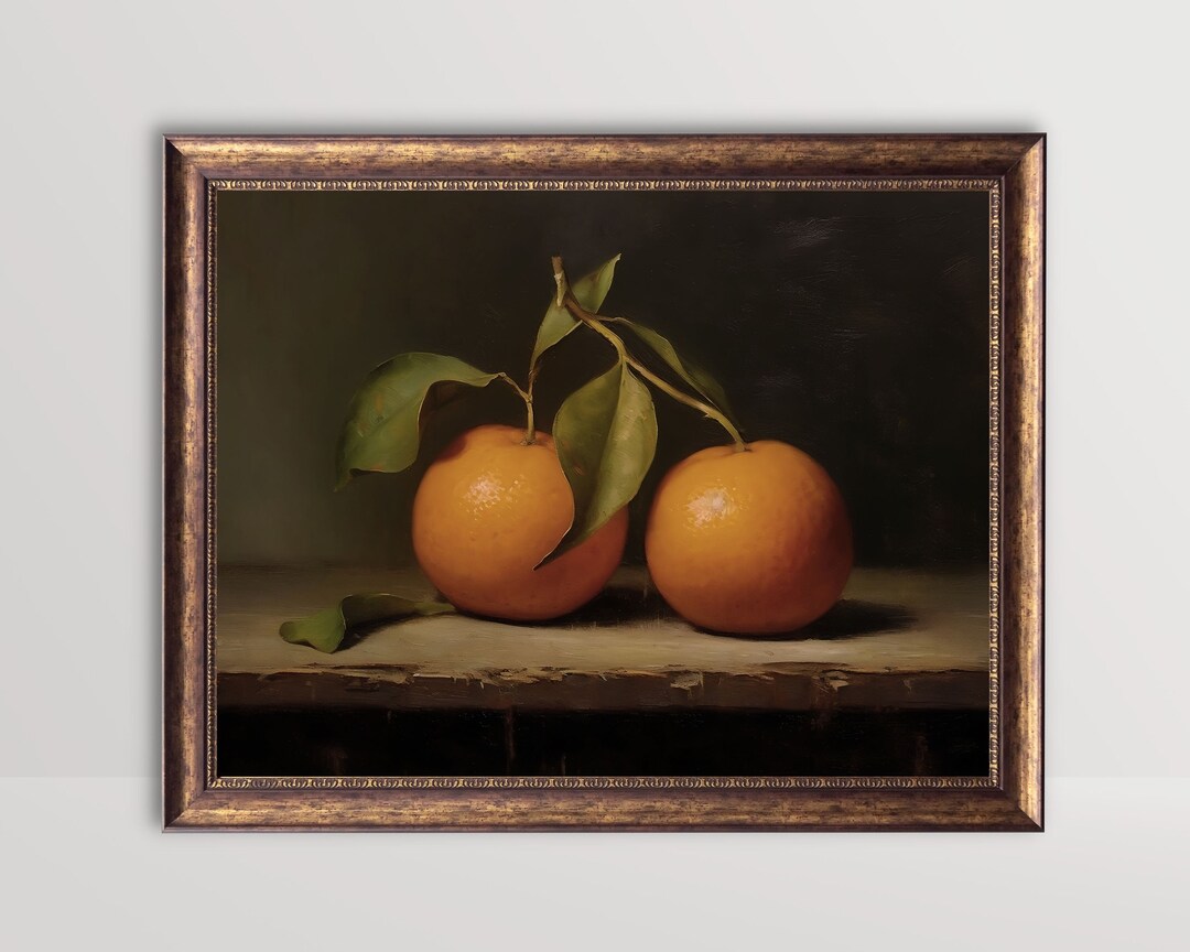 Clementine | Still Life Oil Painting, Kitchen Wall Art, Moody Citrus ...