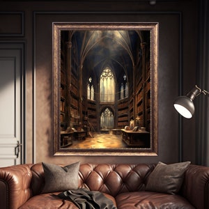 Antique Gothic Library | Books Vintage Oil Painting, Dark Academia ...