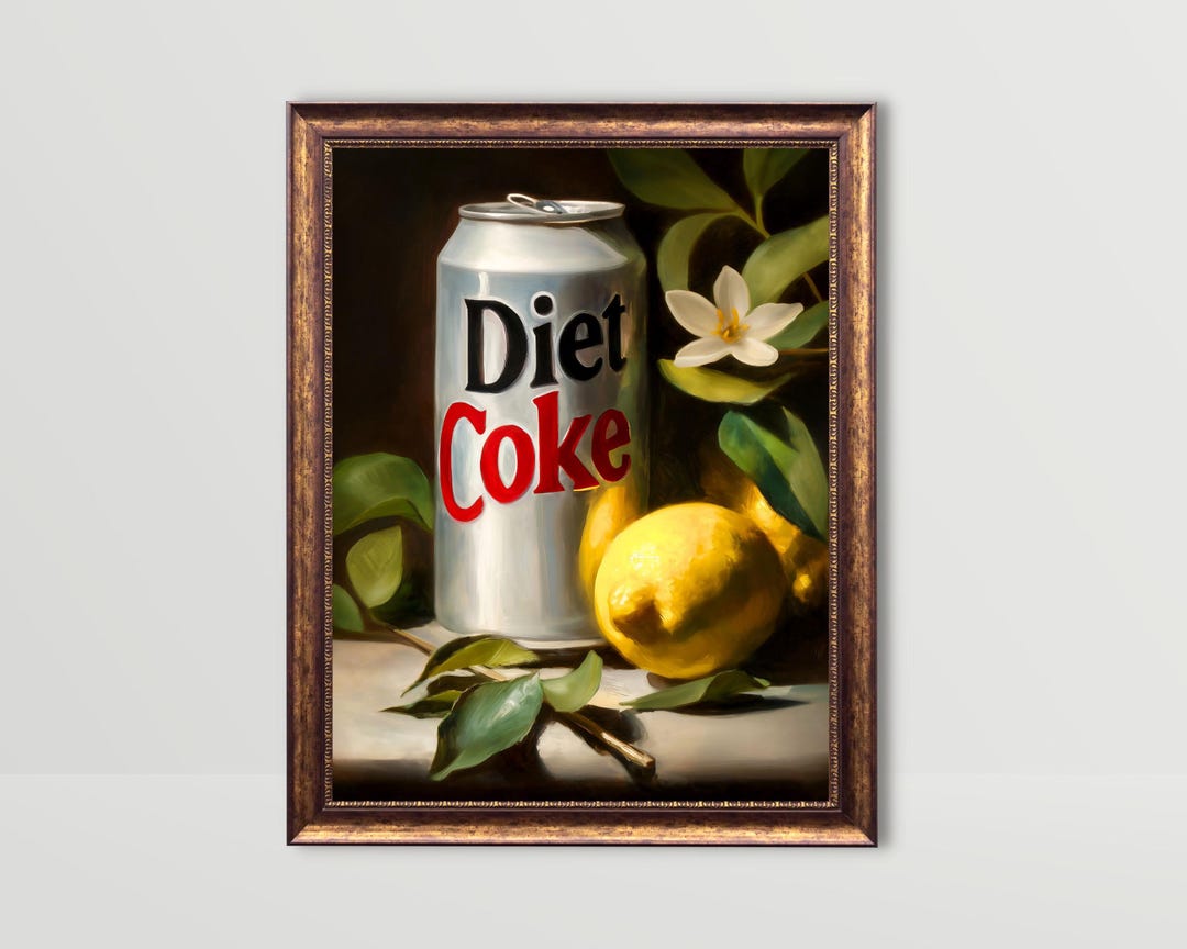 Diet Coke | Whimsical Wall Art, Funny Still Life Painting Trendy Coca ...