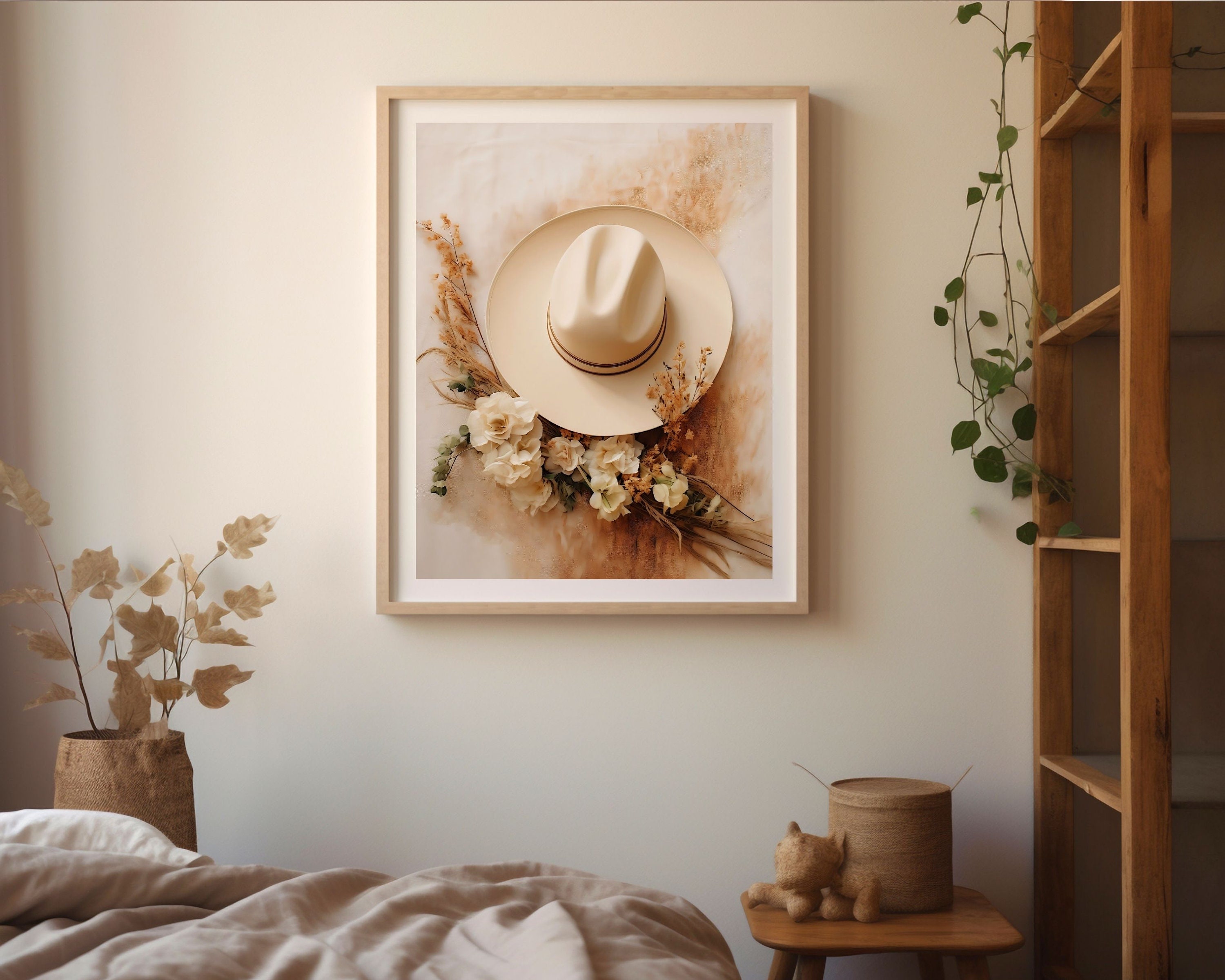 Cowboy Hat | Boho Cottagecore Print, Western Neutral Wall Art Moody ...