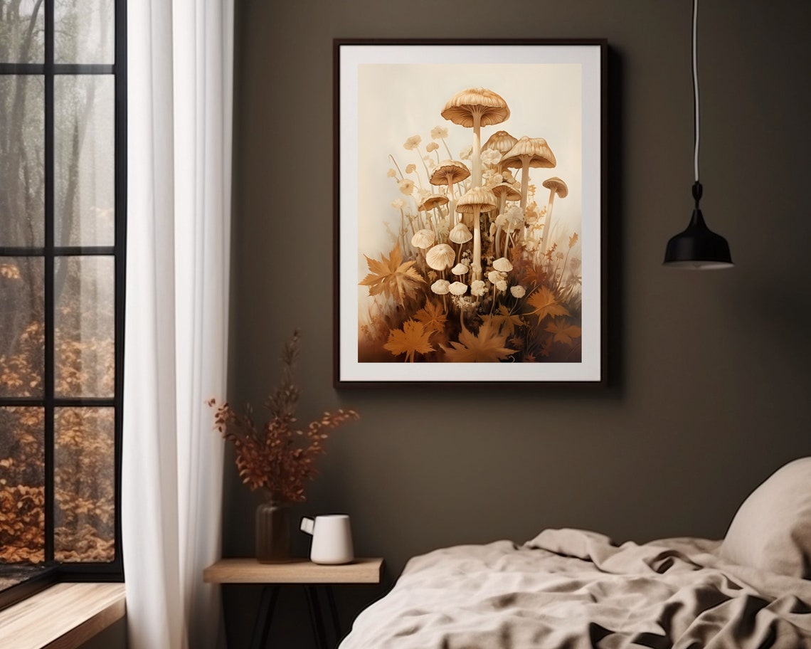 Botanical Mushrooms | Cottagecore Print, Boho Autumn Fall Decor, Moody ...