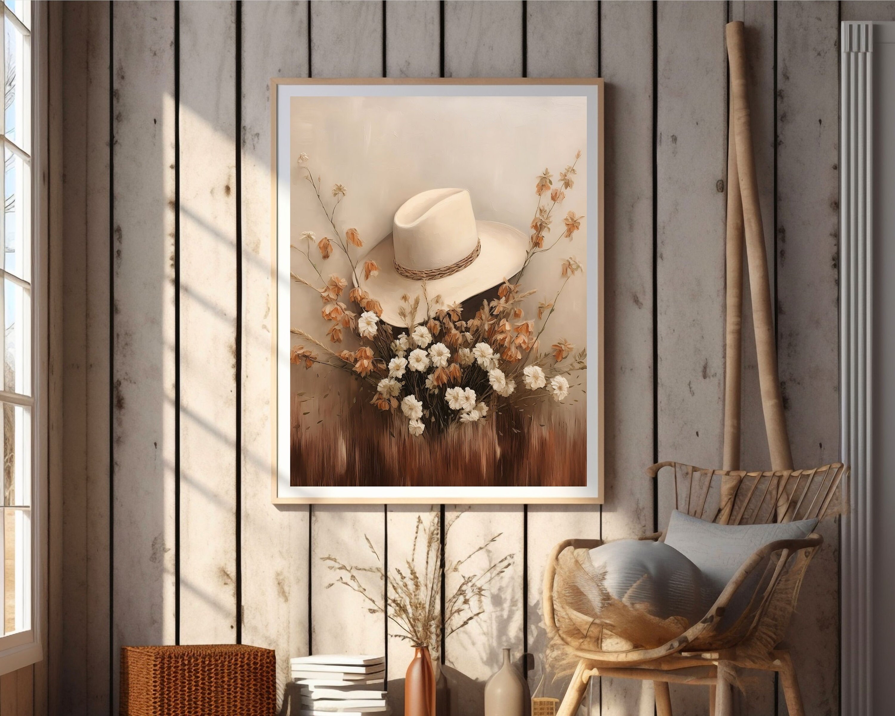 Vintage Cowgirl Hat Neutral Western Wall Art Boho - Etsy
