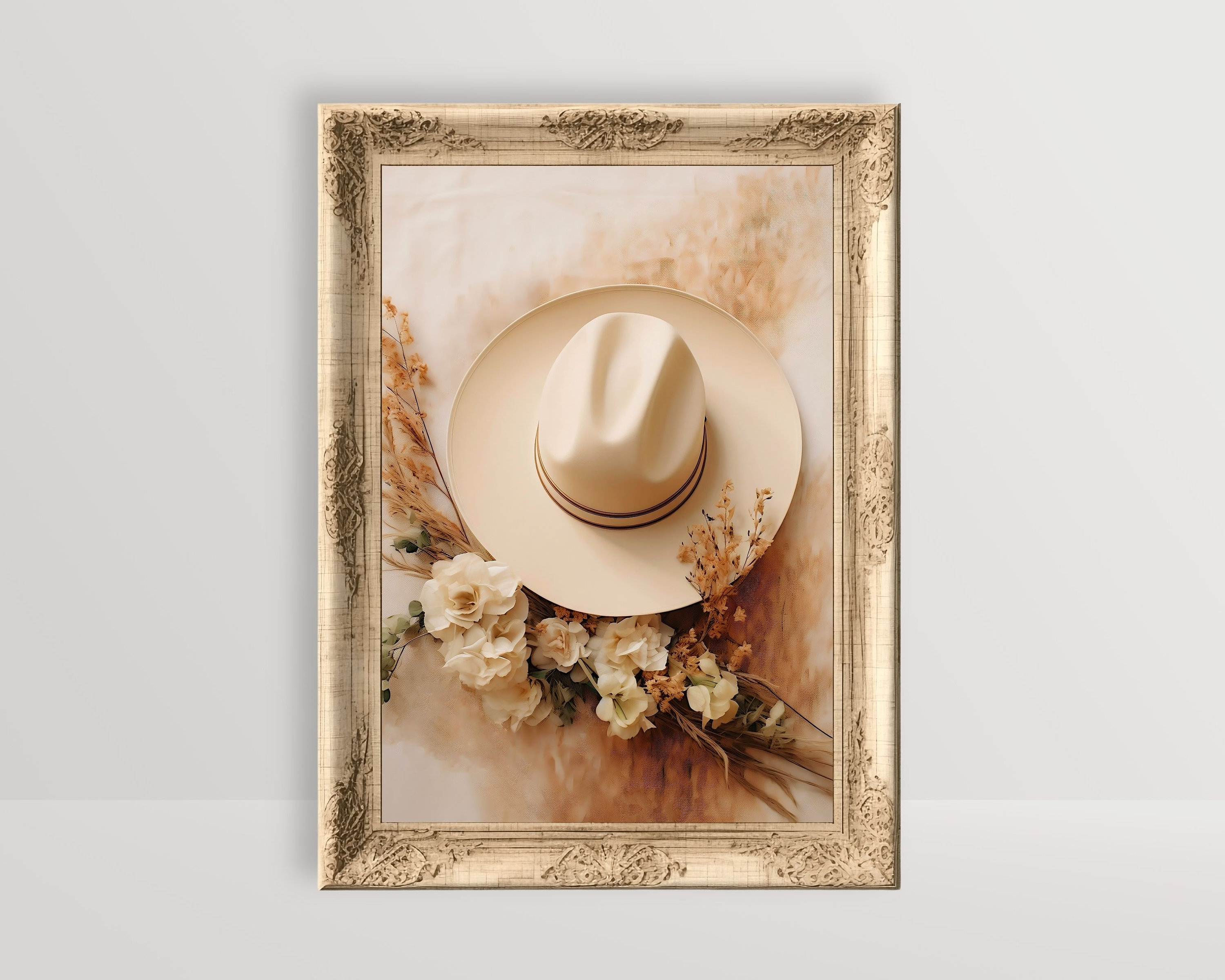 Cowboy Hat | Boho Cottagecore Print, Western Neutral Wall Art Moody ...