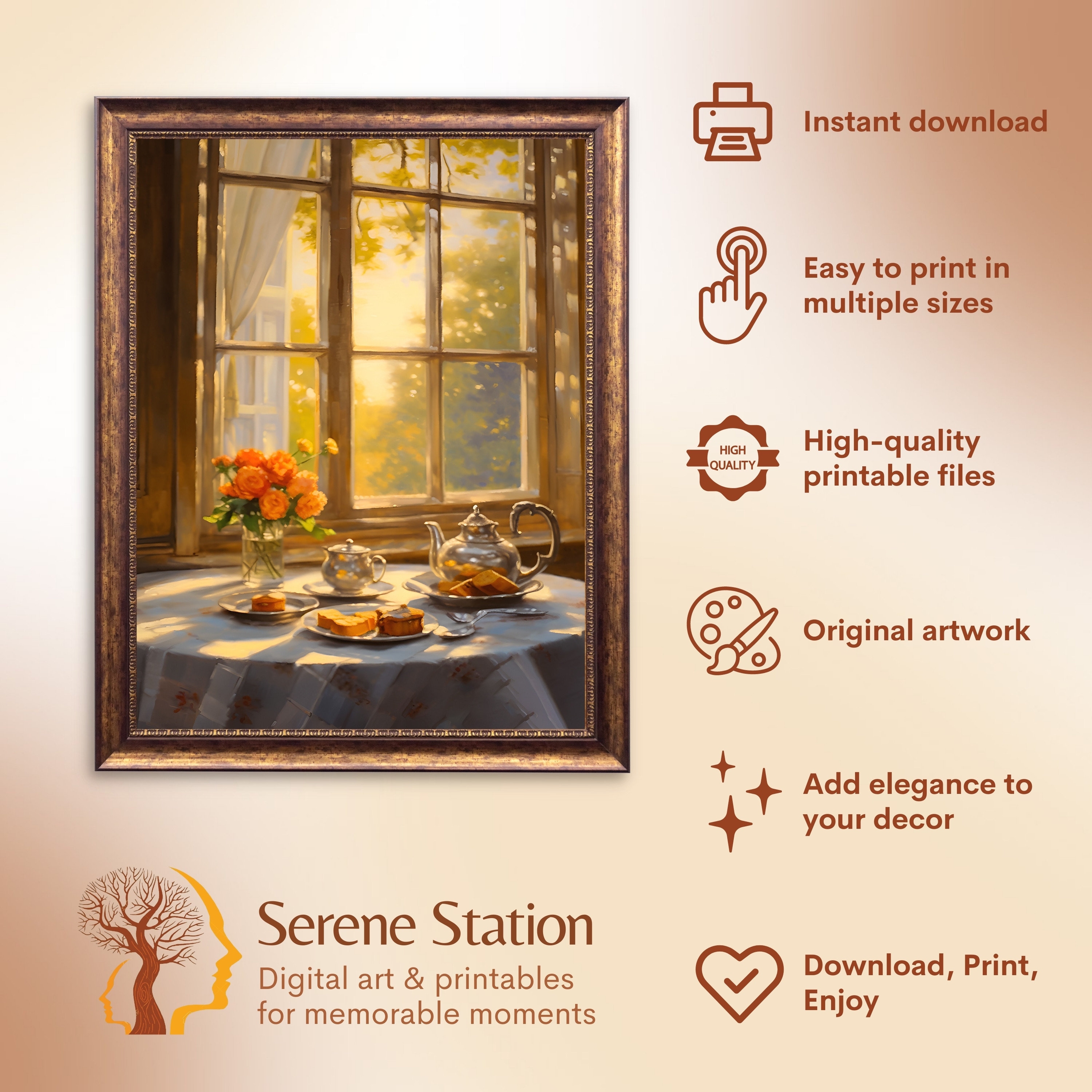 Victorian Afternoon Tea Vintage Oil Painting Printable, Coquette Room ...