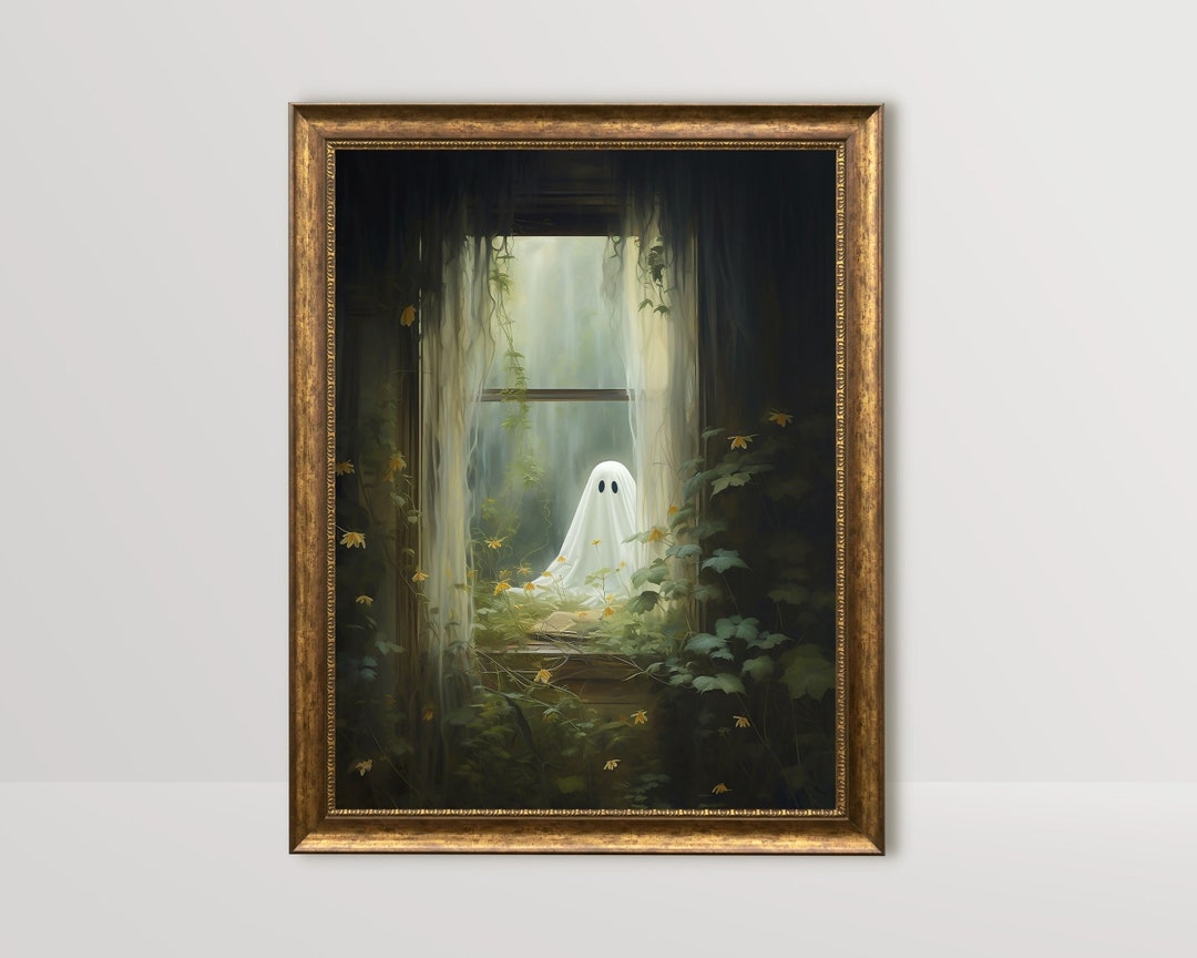 Ghost Outside Window Looking in | Dark Cottagecore Spooky Wall Art ...