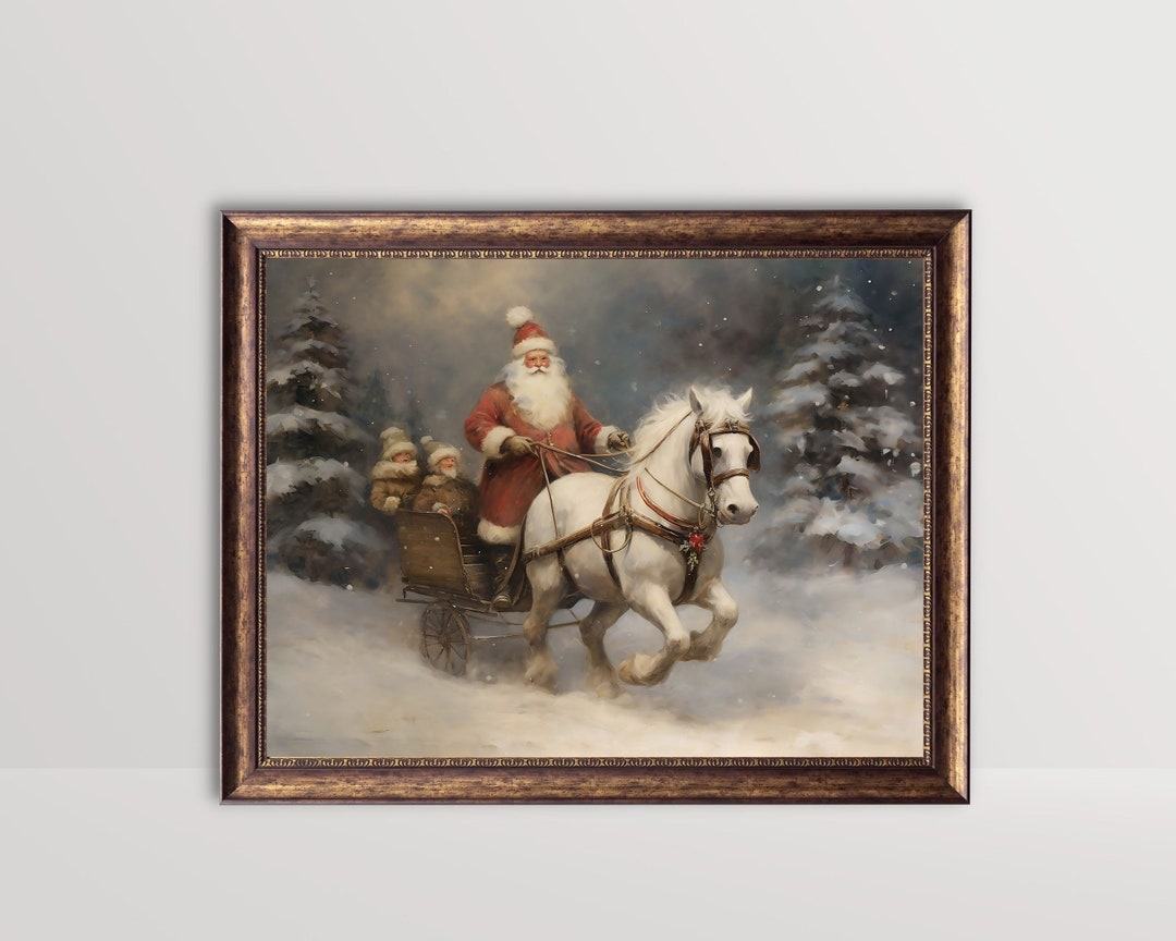 Santa Horse Sleigh | Rustic Christmas Wall Art Festive Home Decor ...