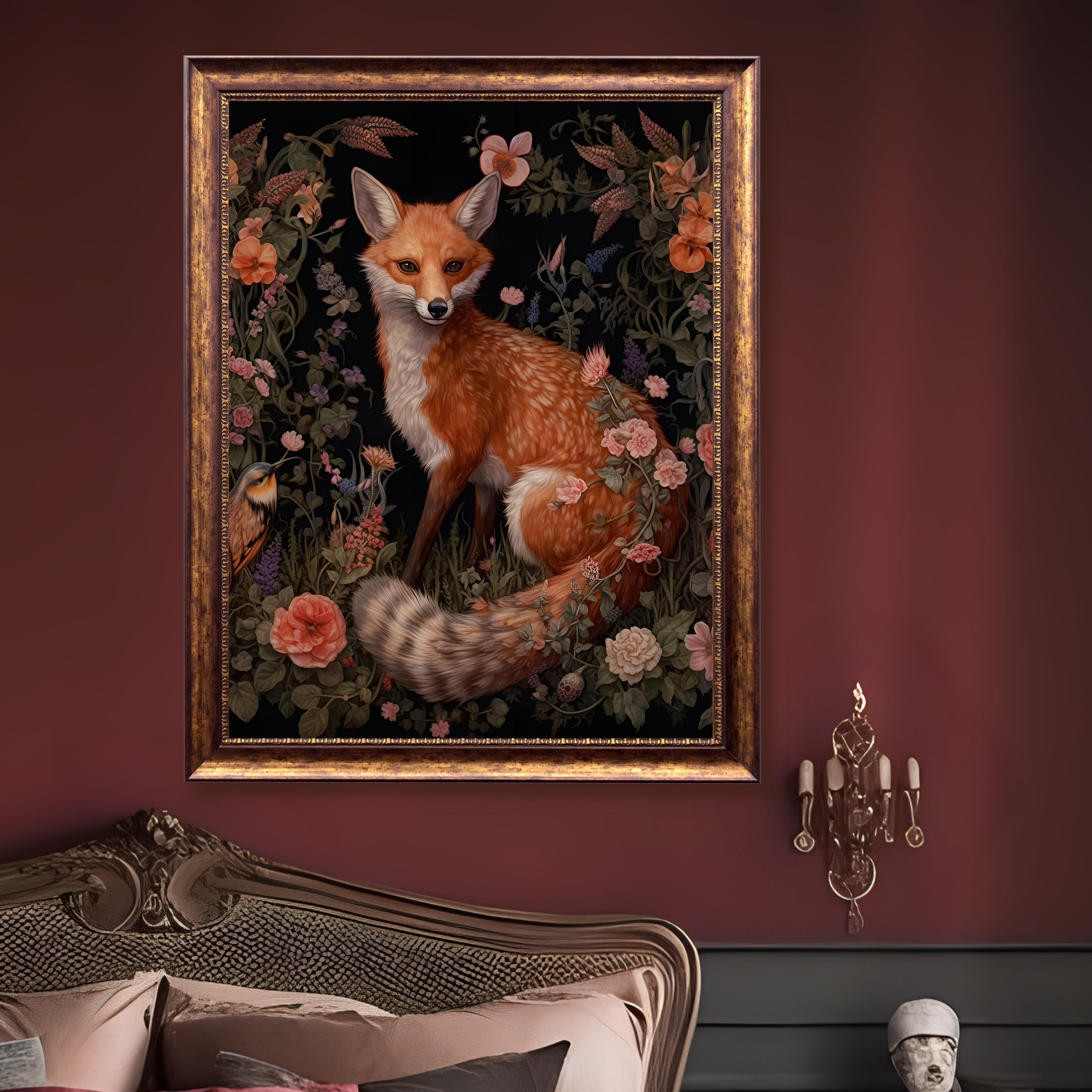 Botanical Fox | Dark Gothic Cottagecore Printable, Dark Academia Print ...