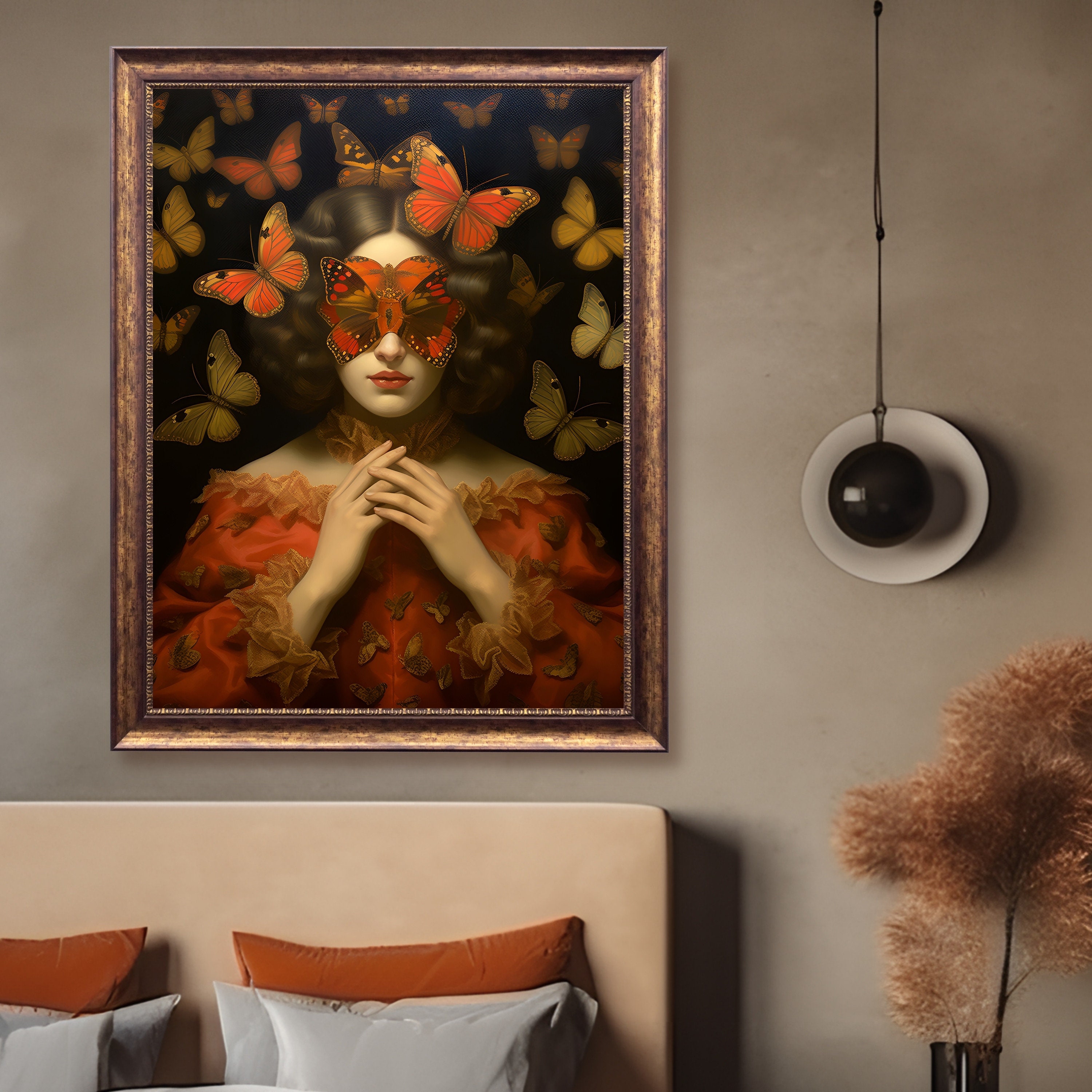 Butterfly Lady Vintage Portrait Printable Maximal Wall Art - Etsy