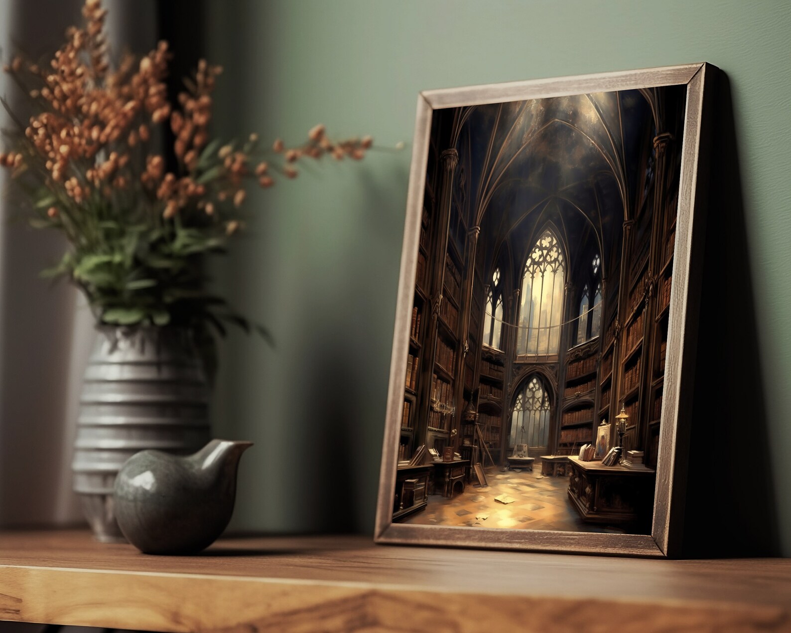 Antique Gothic Library | Books Vintage Oil Painting, Dark Academia ...