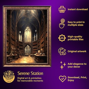 Antique Gothic Library | Books Vintage Oil Painting, Dark Academia ...