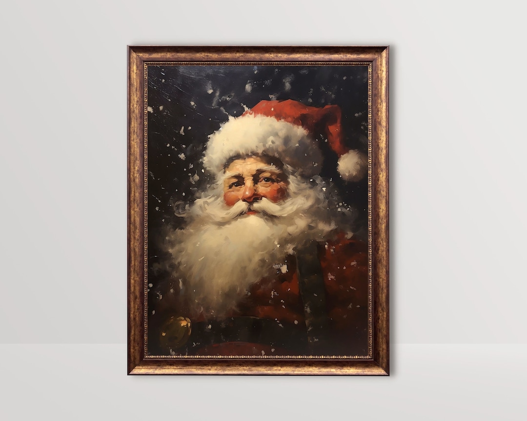 Rustic Santa Portrait | Vintage Christmas Wall Art, Holiday Decor ...