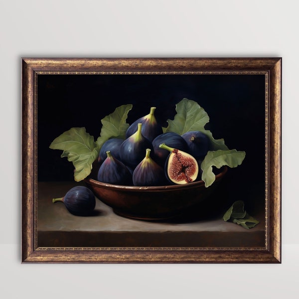Fruit Still Life Figs Antique Oil Painting Etsy