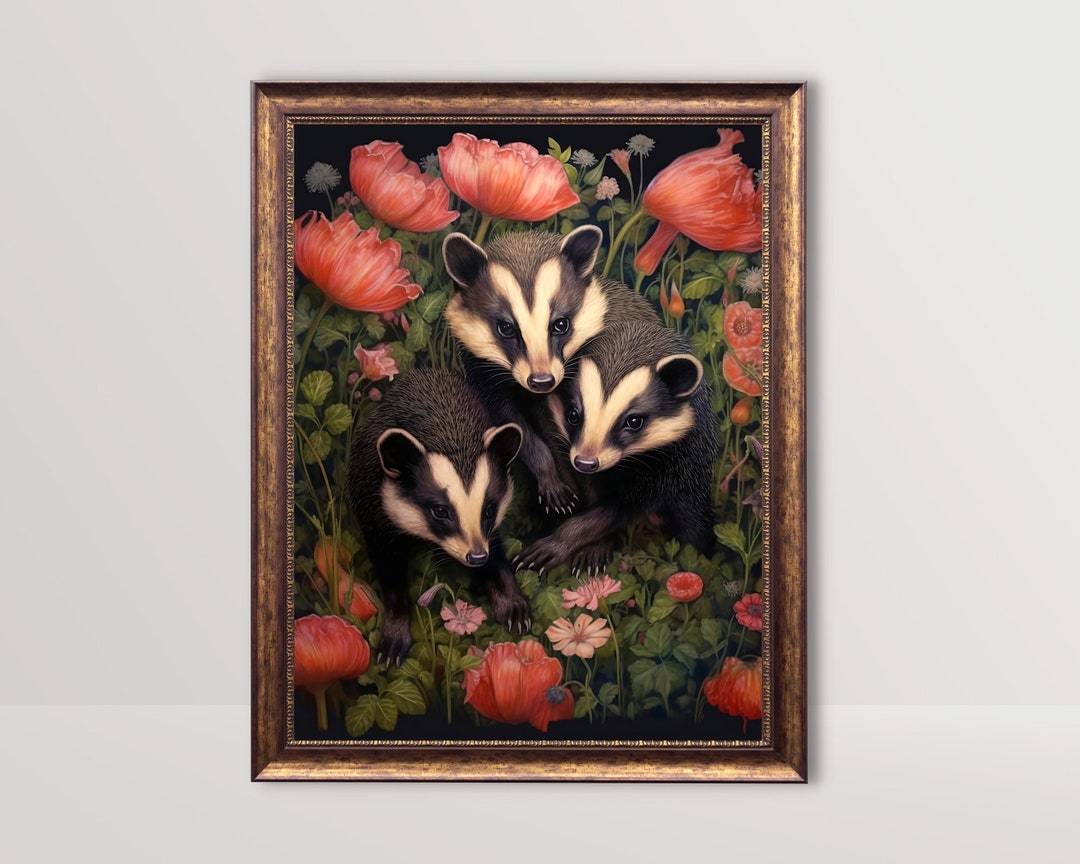 Baby Skunk | Botanical Gothic Art, Floral Moody Painting, Dark ...