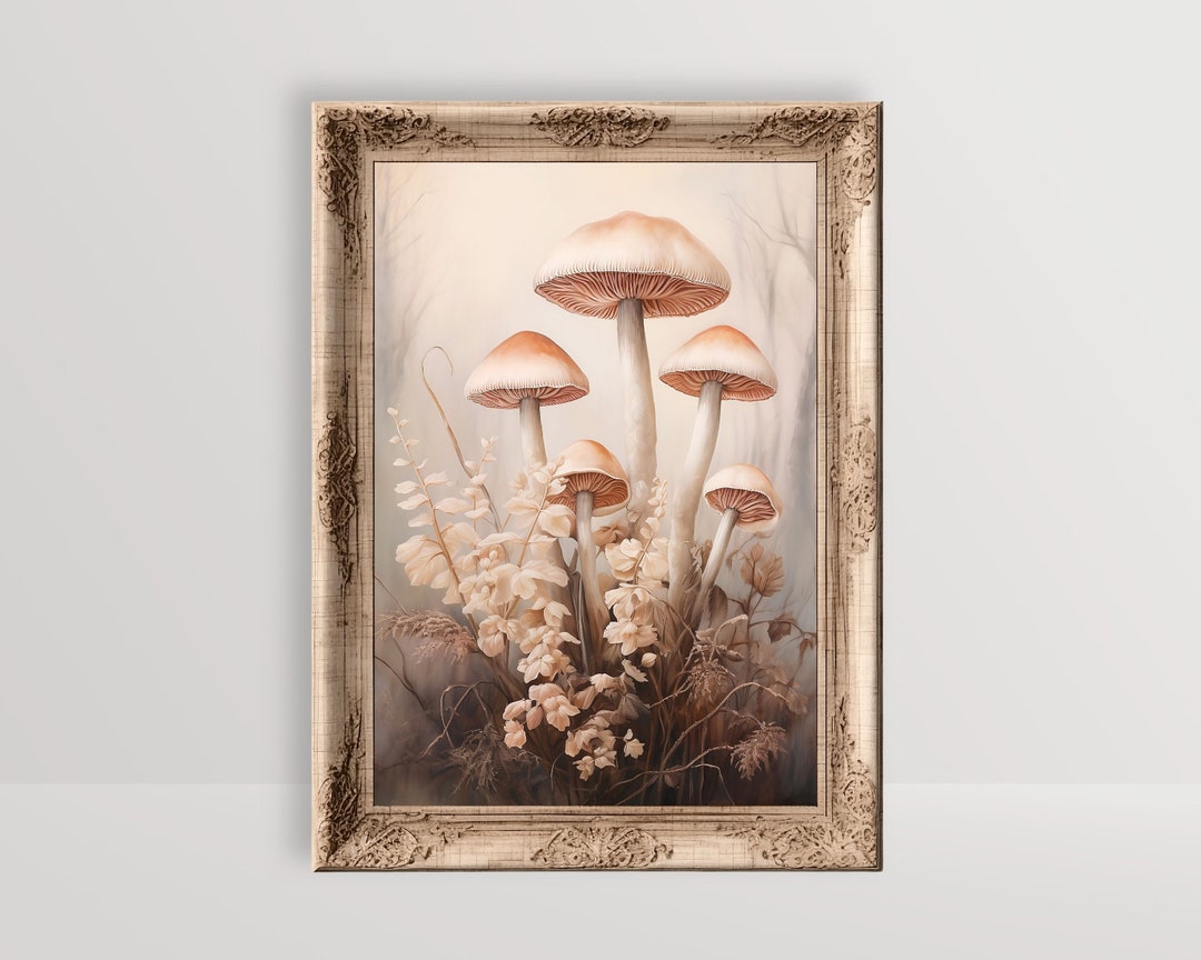 Misty Mushrooms | Cottagecore Print, Blush Boho Fall Decor, Printable ...
