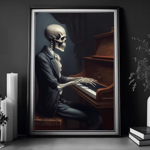 Skeleton Pianist, Renaissance Skeleton Painting, Vintage Poster, Art ...