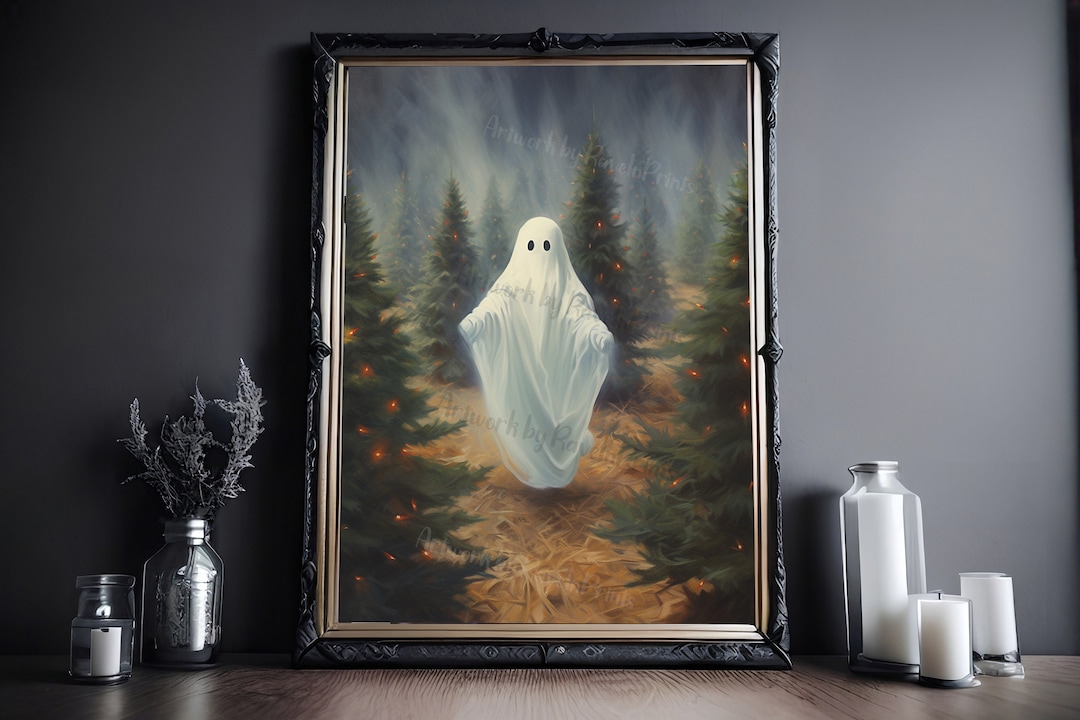 Ghost in A Christmas Tree Farm, Art Poster Print, Dark Academia ...