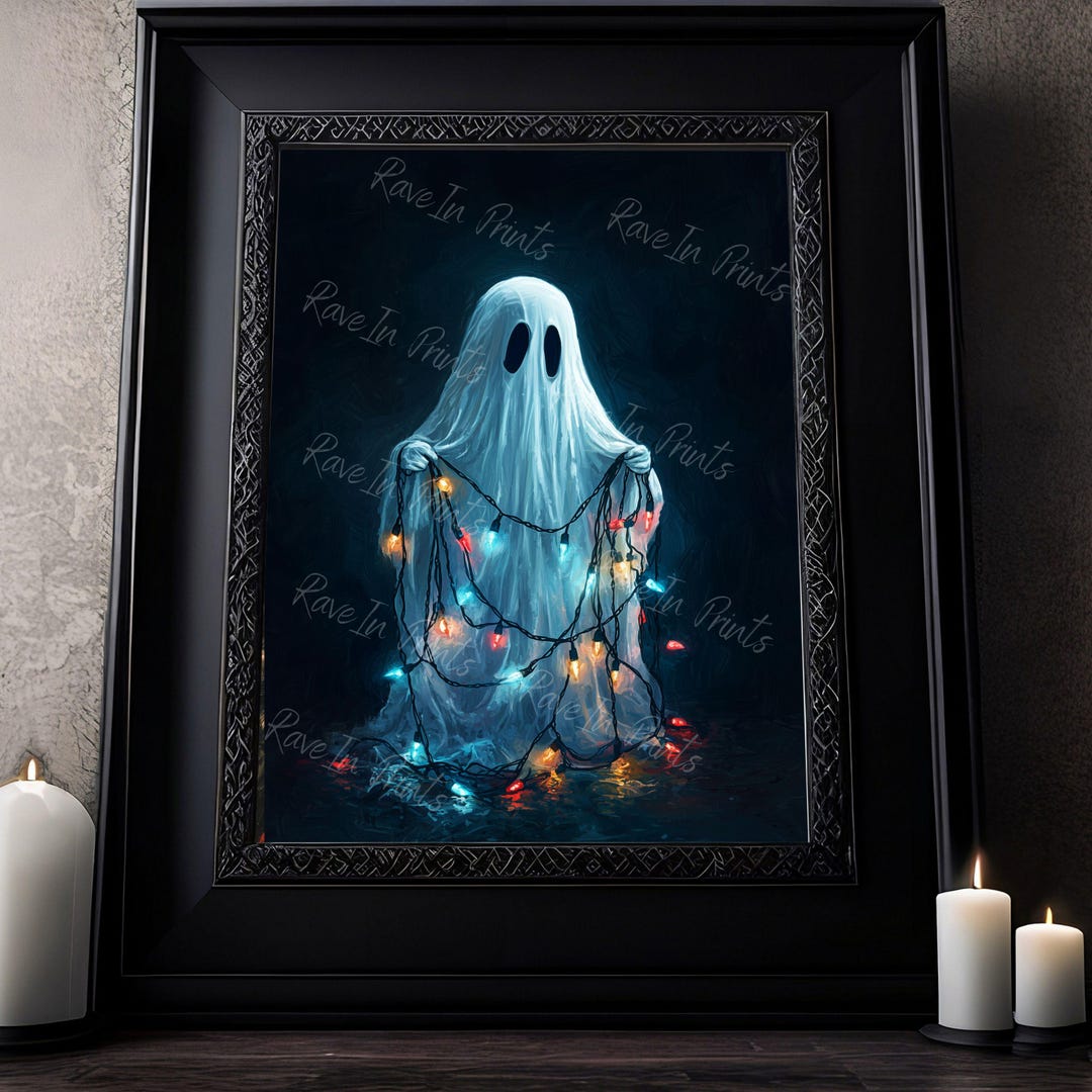 Ghost With Christmas Lights, Vintage Poster, Art Poster Print, Dark ...