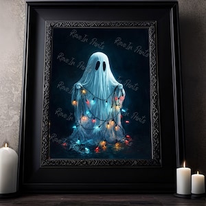 Ghost With Christmas Lights, Vintage Poster, Art Poster Print, Dark ...