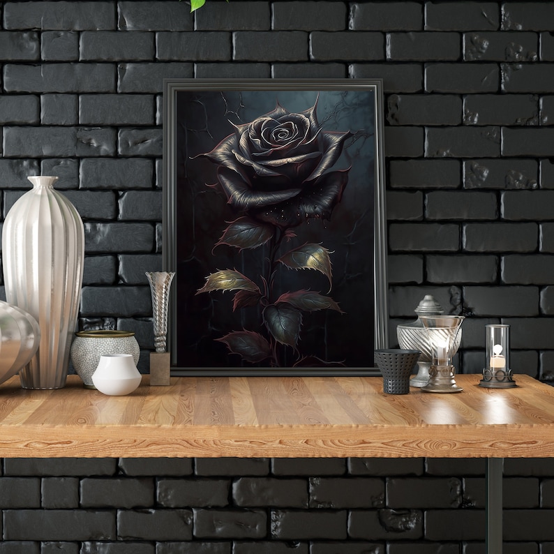 Black Rose Art Print Vintage Poster Art Poster Print Dark - Etsy