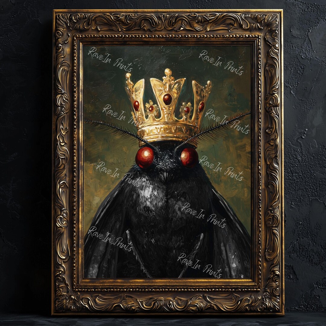 Moth Man Print, King Moth Man Painting, Dark Academia Print, Dark Moody ...