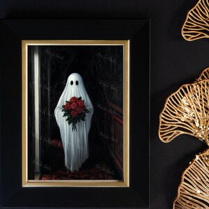 Ghost Holding Roses Art Poster Print, Dark Valentine's Day Gifts ...
